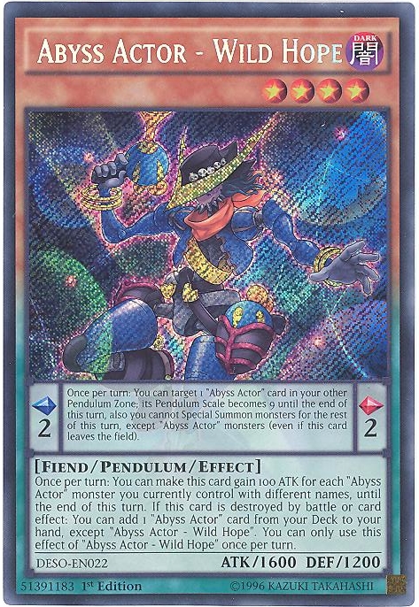 Yu-Gi-Oh Card - DESO-EN022 - ABYSS ACTOR - WILD HOPE (secret rare holo ...