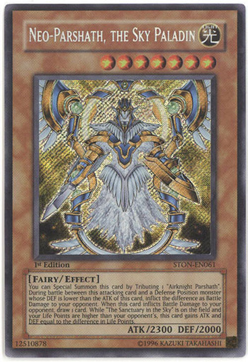 Yu-Gi-Oh Card - STON-EN061 - NEO-PARSHATH, THE SKY PALADIN (secret rare ...