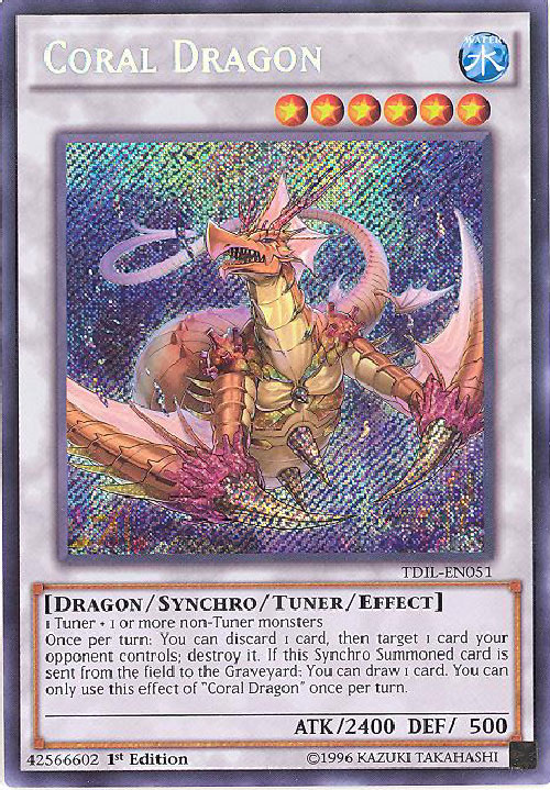 Yu-Gi-Oh Card - TDIL-EN051 - CORAL DRAGON (secret rare holo) (Mint ...