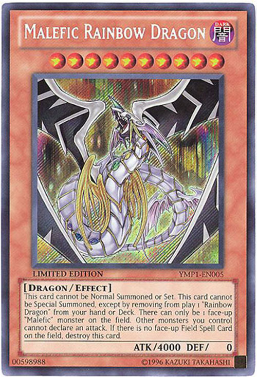 Yu-Gi-Oh Card - YMP1-EN005 - MALEFIC RAINBOW DRAGON (secret rare holo ...